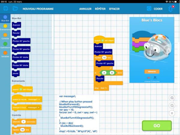 Une nouvelle application pour programmer Blue-Bot : BLUE’S BLOCS ...